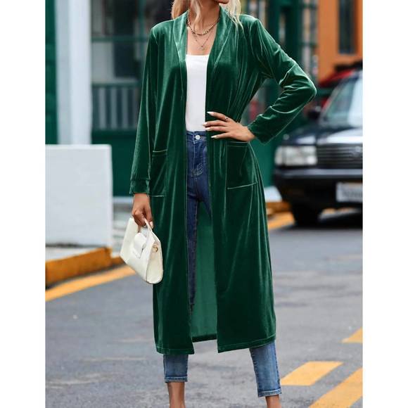 DEAR LOVER | Sweaters | New Dear Lover Velvet Open Front Pocketed Long ...